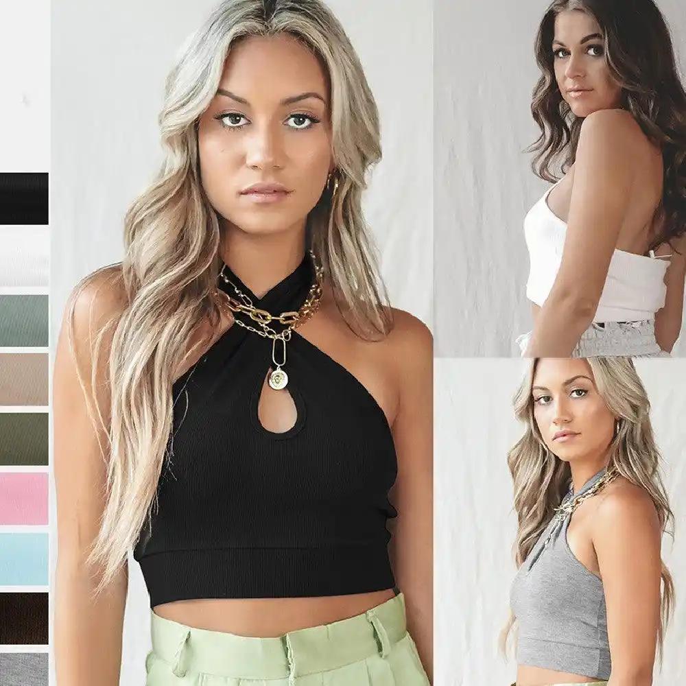 Halter Top: Women's Halter Backless Knitted Vest Top – Bloomjay